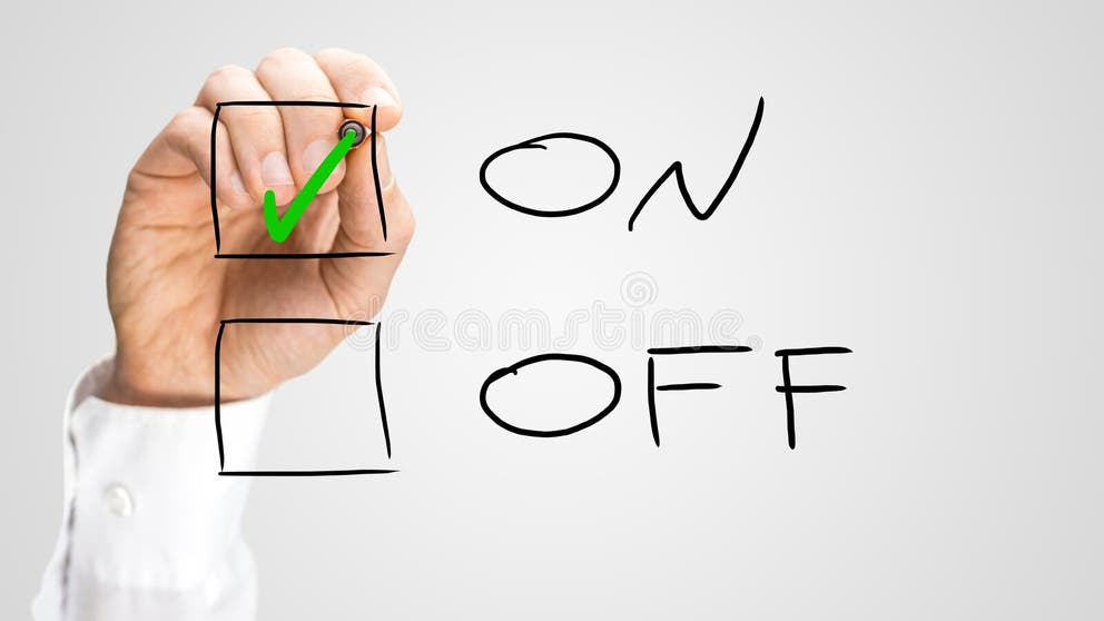 Man Ticking on in a on-Off Box Stock Image - Image of handwritten ...