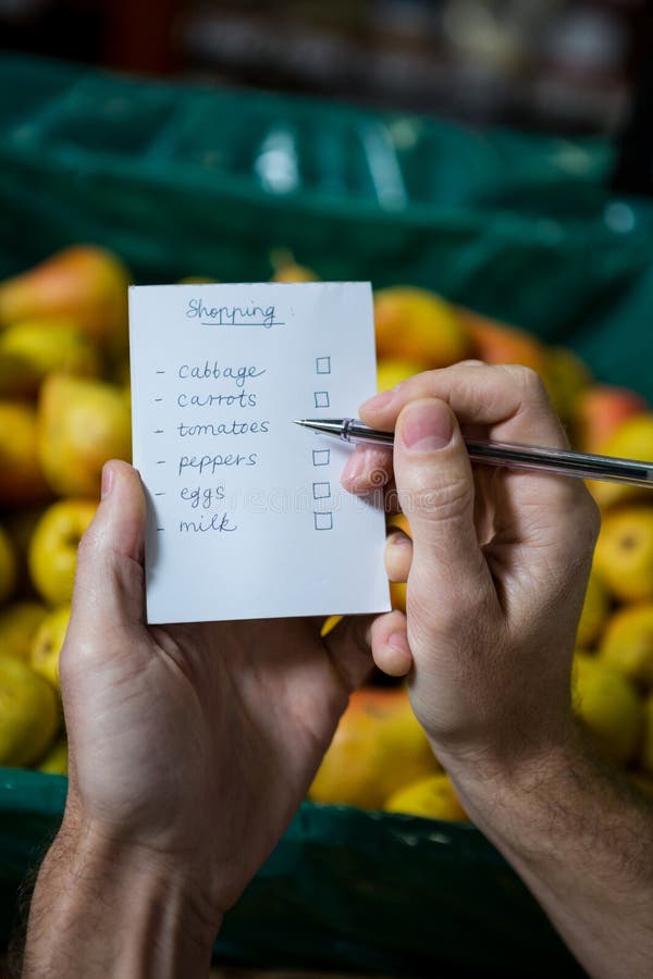 Man Ticking on Shopping Checklist Stock Image - Image of freshness ...