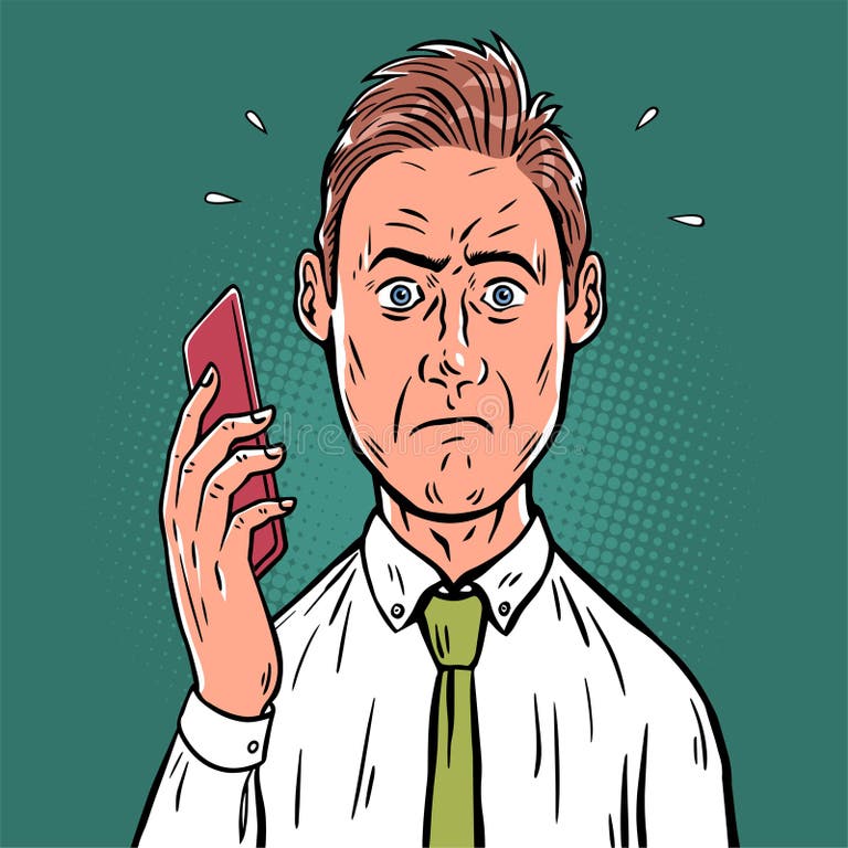 Shocked Man Phone Stock Illustrations 344 Shocked Man Phone Stock