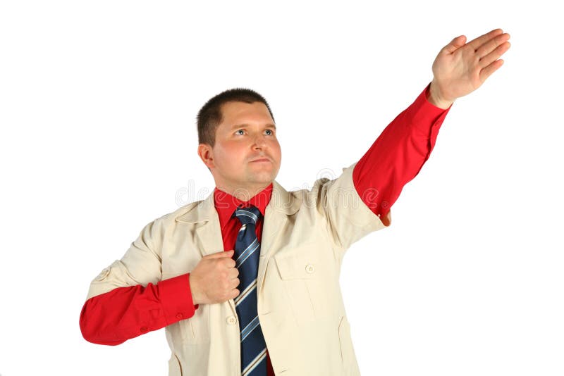 Man with Tie Shows Direction by Hand Stock Photo - Image of gesture ...