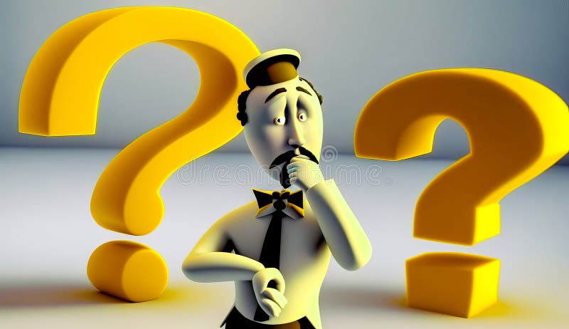 Man in Tie is Standing in Front of Yellow Question Mark. Generative AI ...