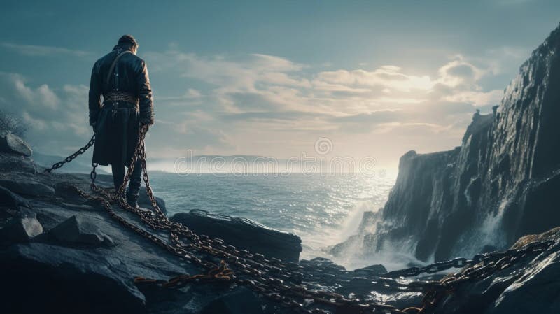 Man Tied with Chains. Generative Ai Stock Illustration - Illustration ...