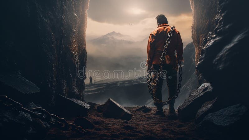 Man Tied with Chains. Generative Ai Stock Illustration - Illustration ...