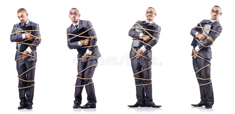 The Man Tied Up Isolated on White Stock Image - Image of fetter, bound ...