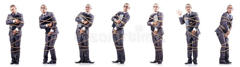 The Man Tied Up Isolated on White Stock Image - Image of business ...