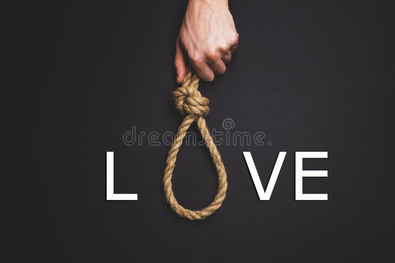The man tightens the noose stock image. Image of rope - 104625905