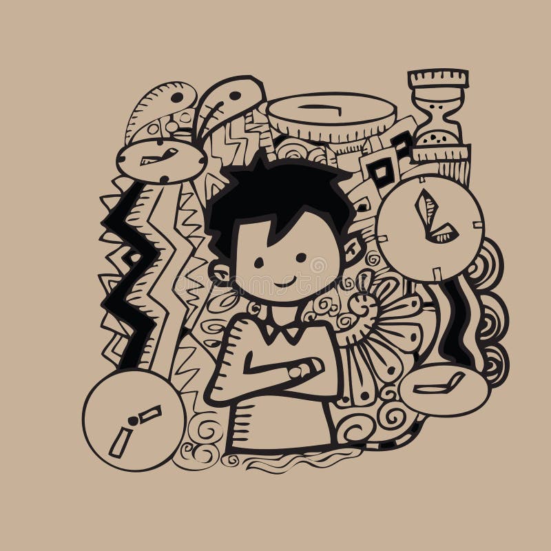 Man and time doodle stock vector. Illustration of idea - 52497389