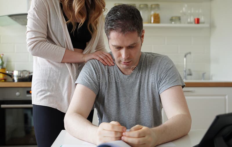 Man Tired of Self-isolation Works at Home. Stock Image - Image of ...