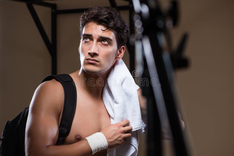 The Man Tired after Workout in Sports Gym Stock Image - Image of ...