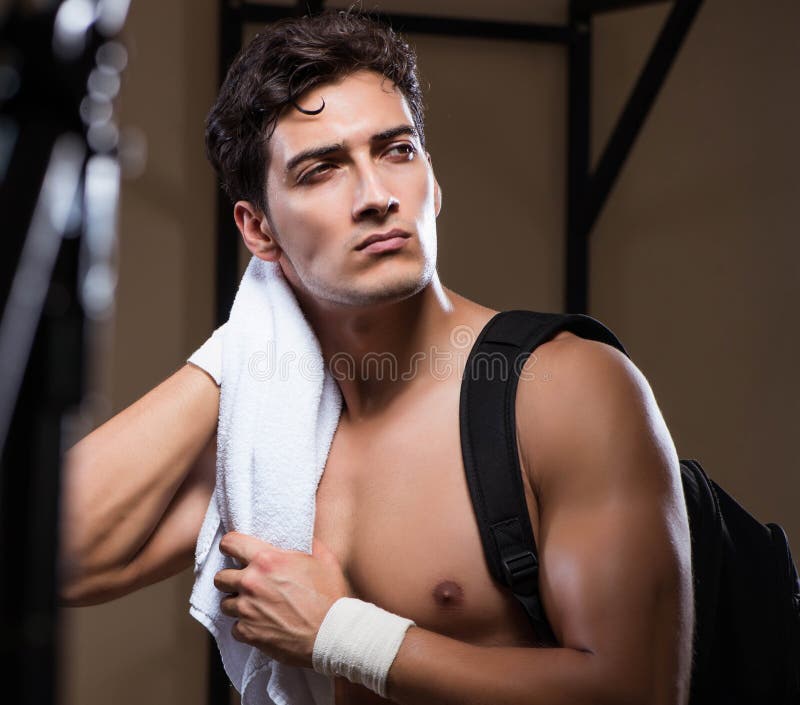 Man Tired after Workout in Sports Gym Stock Image - Image of biceps ...