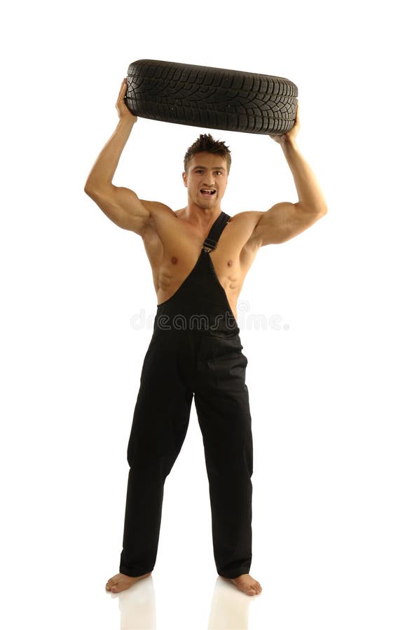 Man with tires stock image. Image of carries, repair - 16967731