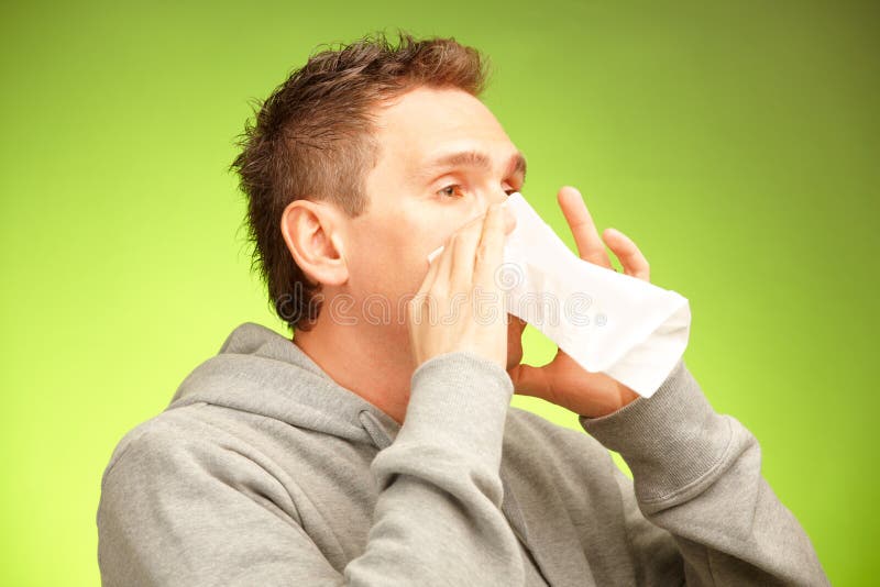 Sick man with tissue stock image. Image of people, adult - 34211443