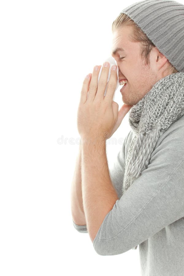 Man with tissue cold stock photo. Image of snivel, medicine - 20637576