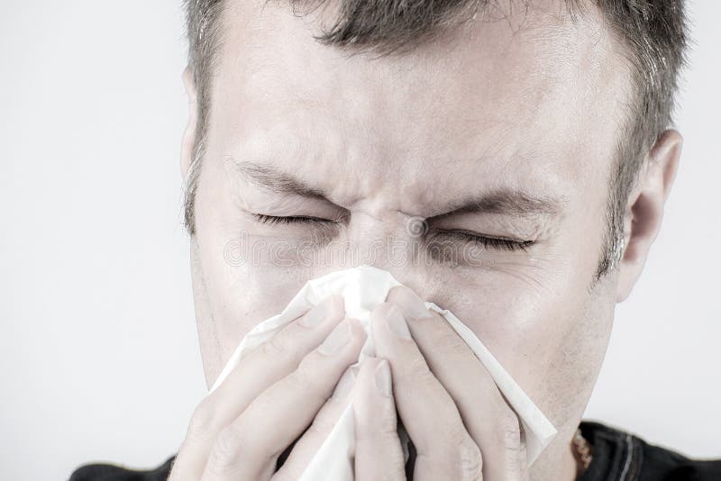 Man sneezing stock image. Image of shirt, cold, disease - 20637113