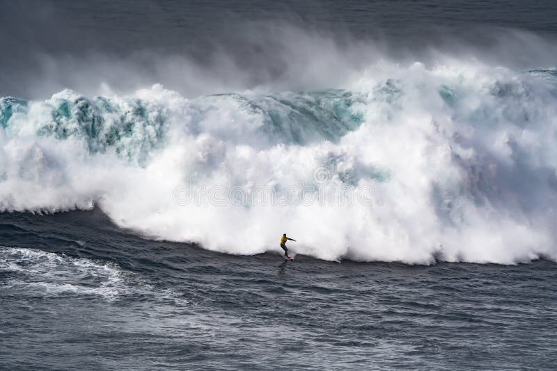 Professional Surfer in Front of a Massive Wave Editorial Photography ...