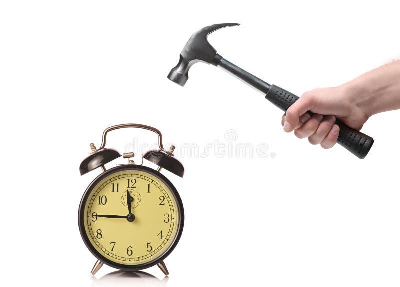 Smashing an Alarm Clock stock photo. Image of doze, slumber - 1099004