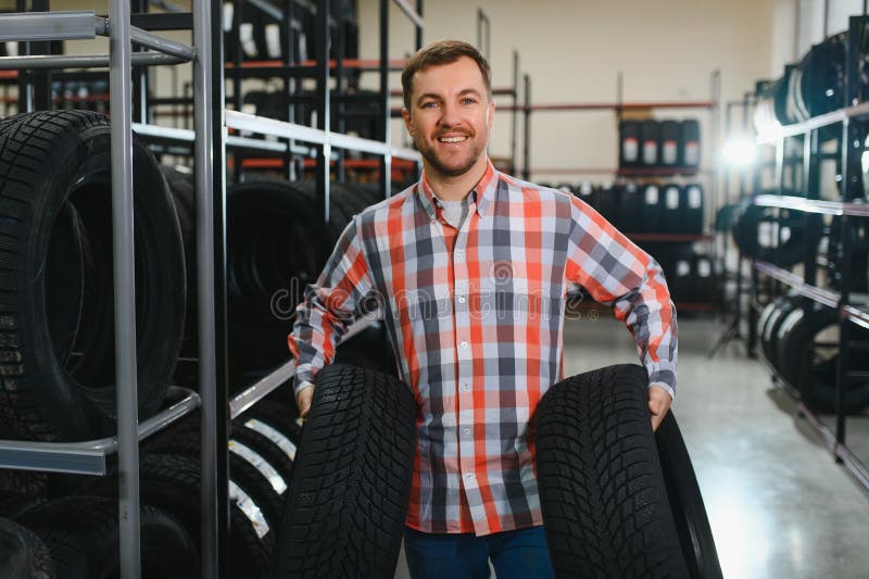 Man To Choose Tires in Car Store Stock Image - Image of tire ...