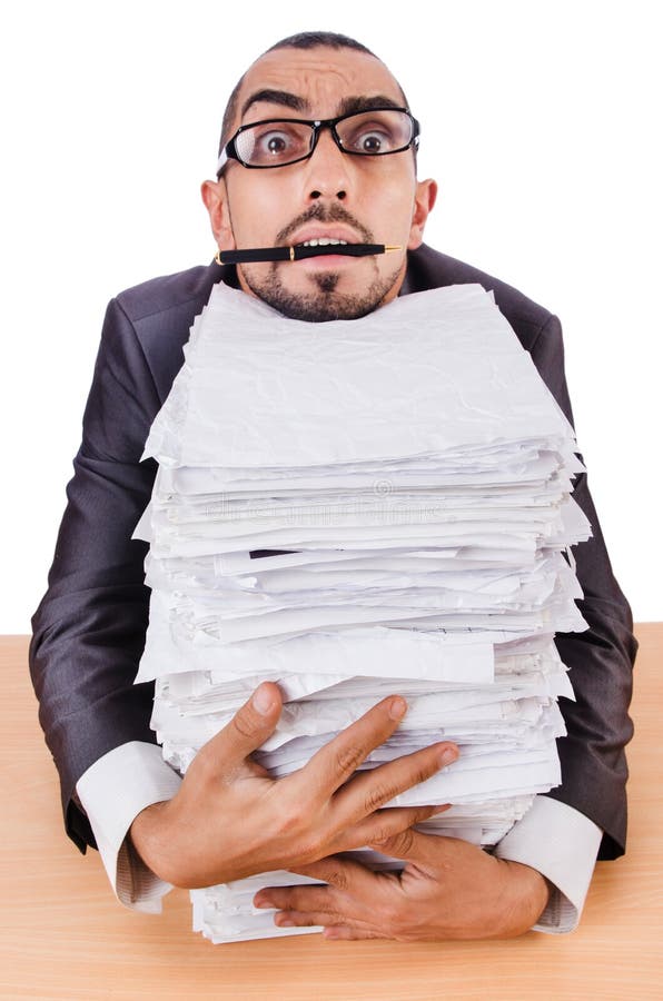 Man with too much work stock image. Image of humourous - 33681103