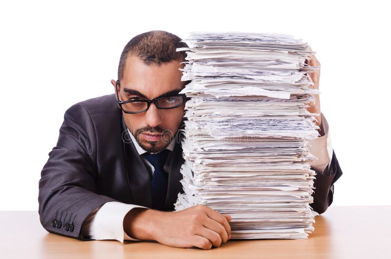 Man with too much work stock photo. Image of businessman - 33681124