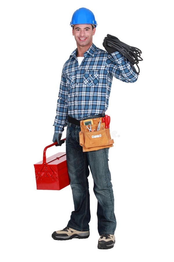 Man with tool box stock photo. Image of electrical, equipment - 29067764