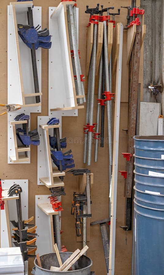 Man Tool Shed Clamp Collection Objects Stock Image - Image of ...