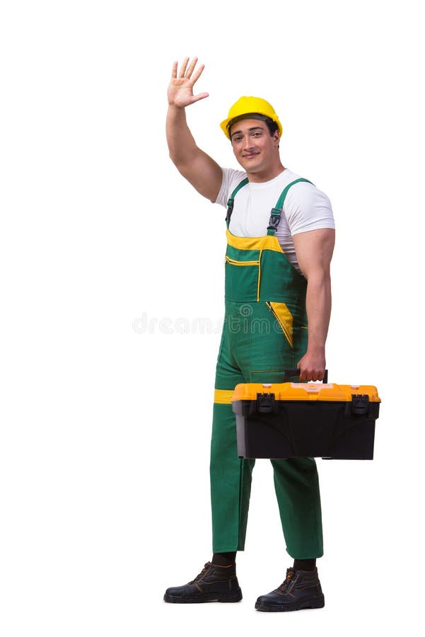 The Man with Toolbox Isolated on the White Background Stock Image ...