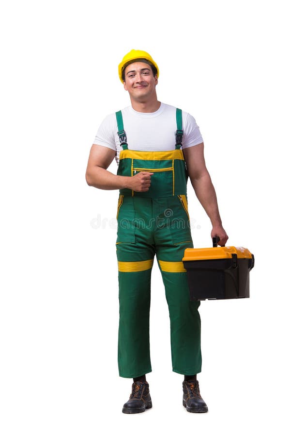 The Man with Toolbox Isolated on the White Background Stock Image ...