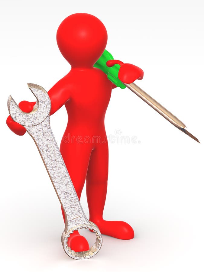 Man with tools stock illustration. Illustration of hands - 7088997
