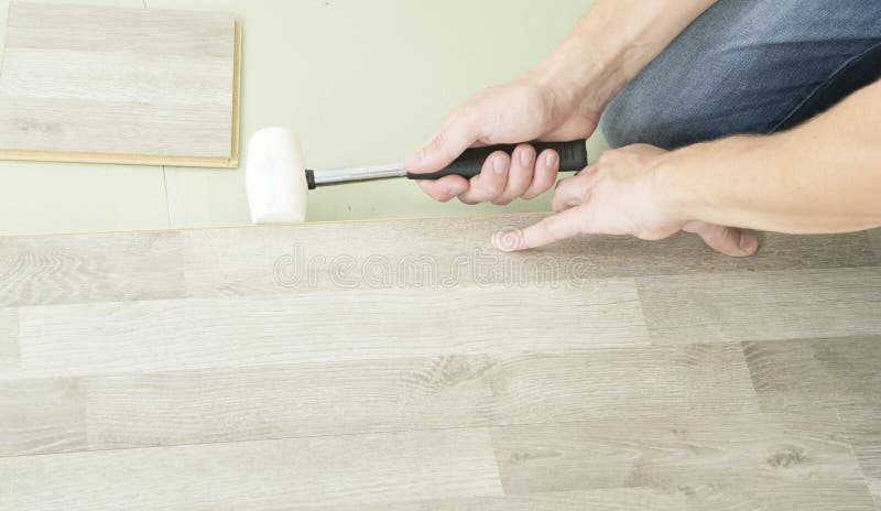 Man with Tools To Laying Laminate Stock Photo - Image of profession ...