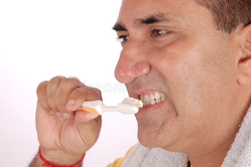 Man with toothbrush stock photo. Image of beard, bathroom - 14736580