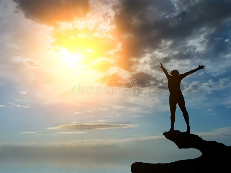 Man on top stock image. Image of leisure, happiness, altitude - 20910349