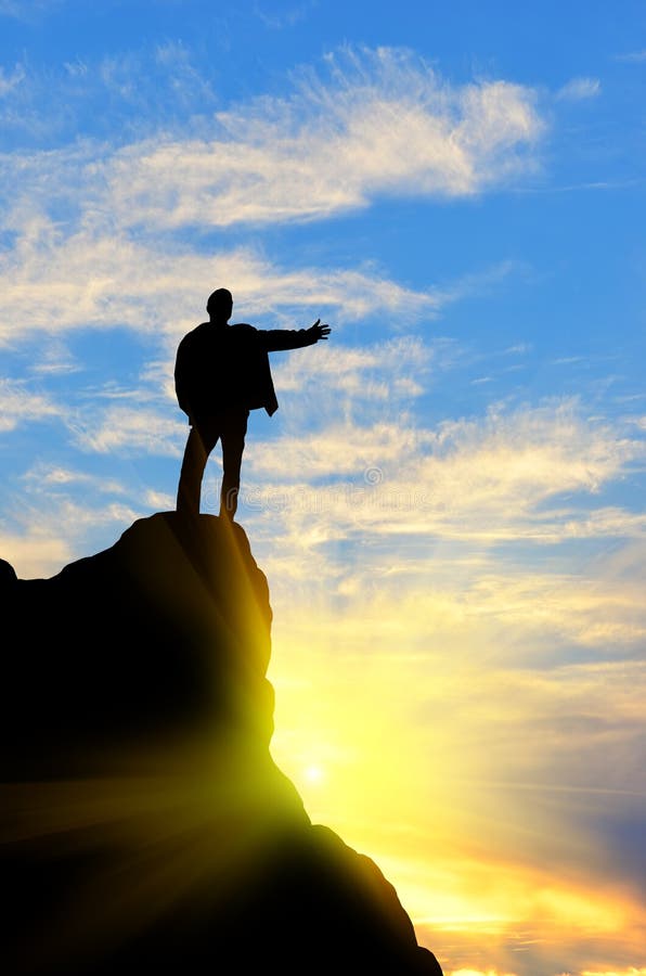 Man on top stock image. Image of cliff, cloud, adventure - 36014023