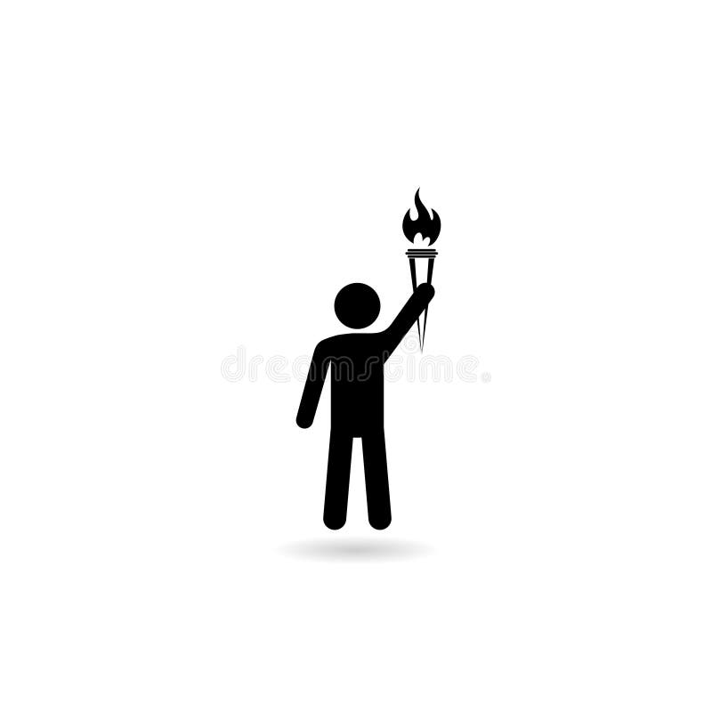 Man with Torch Icon with Shadow Stock Vector - Illustration of contour ...