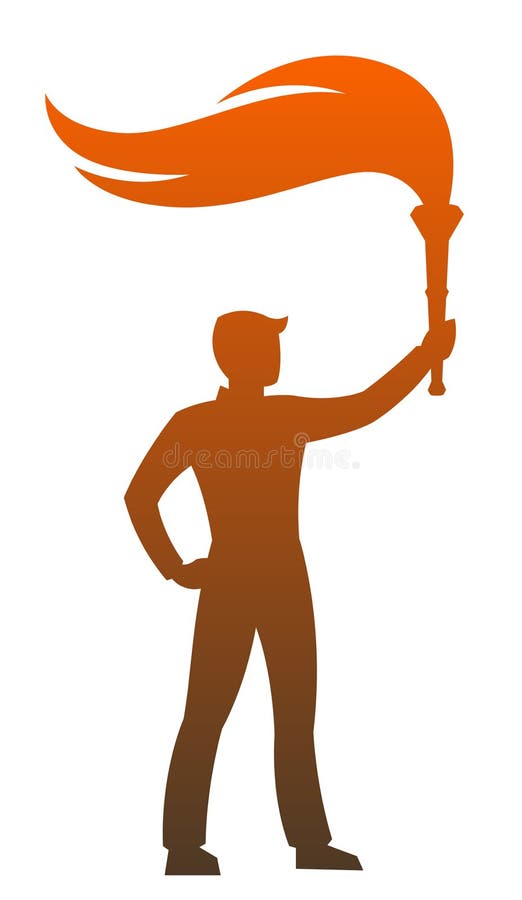 Man Holding Torch Light Stock Illustrations – 131 Man Holding Torch ...