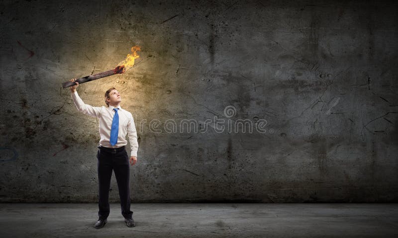 Man with torch stock image. Image of illumination, darkness - 42806787