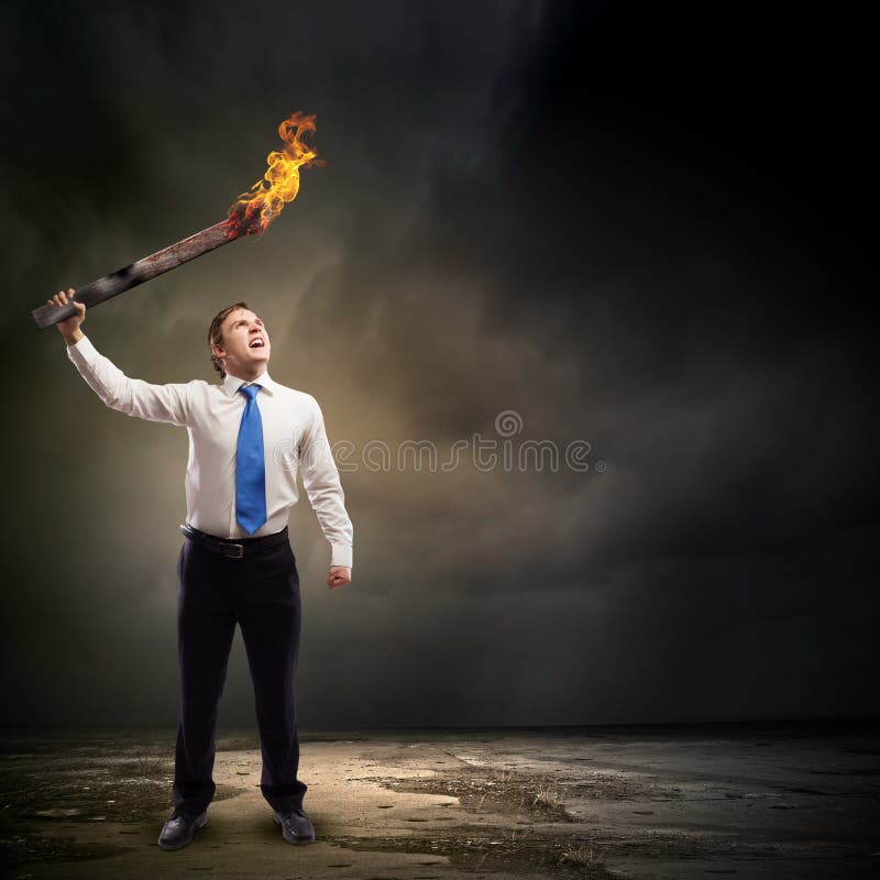 Man with torch stock image. Image of direction, holding - 44169465