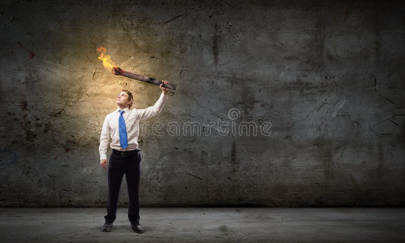 Man with torch stock image. Image of conceptual, light - 43988291