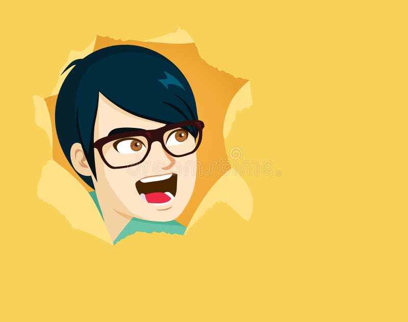 Man Torn Paper Hole stock vector. Illustration of surprised - 222920711