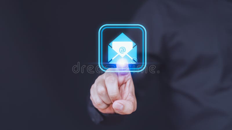 Man Touch on Email in Virtual Screen, New Email Notification Inbox ...