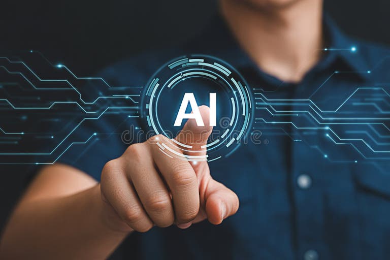 Artificial Intelligence Ai Technology Concept Man Touching Ai Icon with Finger Innovation Future ...