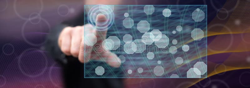 Man Touching an Abstract Network Concept Stock Image - Image of ...