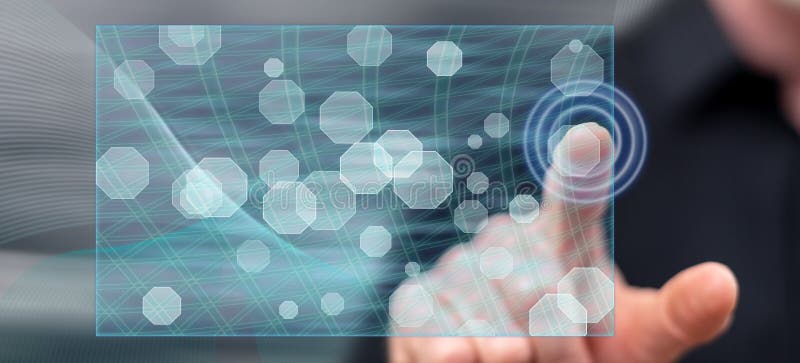 Man Touching an Abstract Network Concept Stock Photo - Image of ...