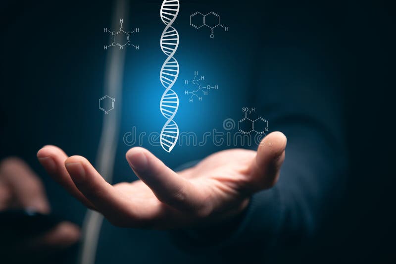 Man Touching Abstract Technology Science Concept DNA Stock Photo ...