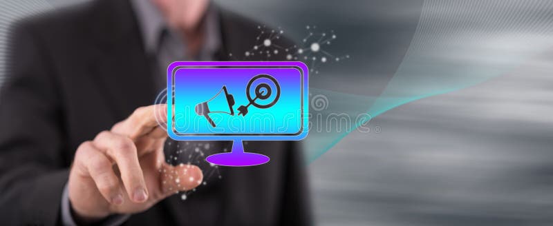 Man Touching an Ad Targeting Concept Stock Photo - Image of business ...