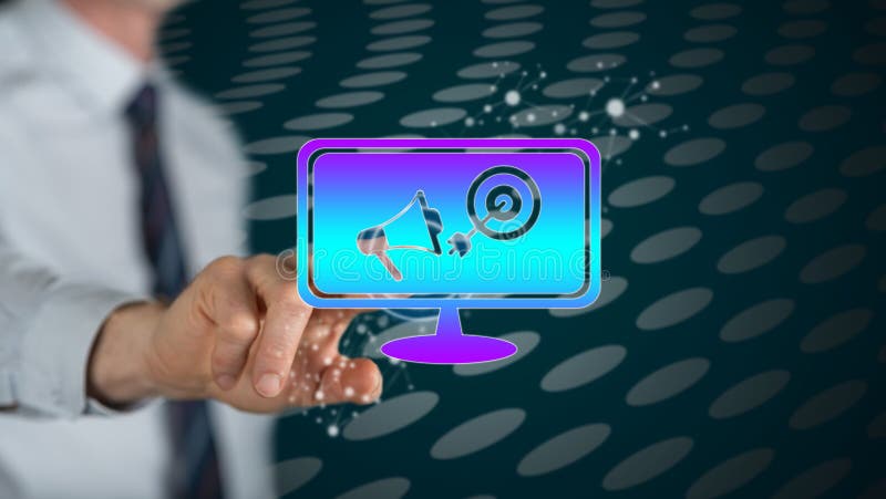 Man Touching an Ad Targeting Concept Stock Photo - Image of ...