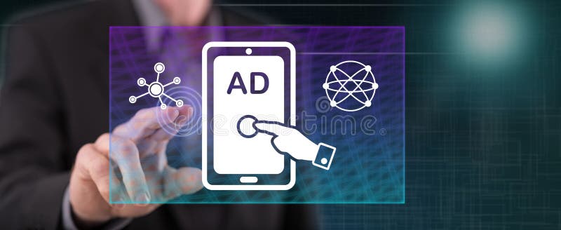 Man Touching an Advertising Concept Stock Image - Image of advertising ...
