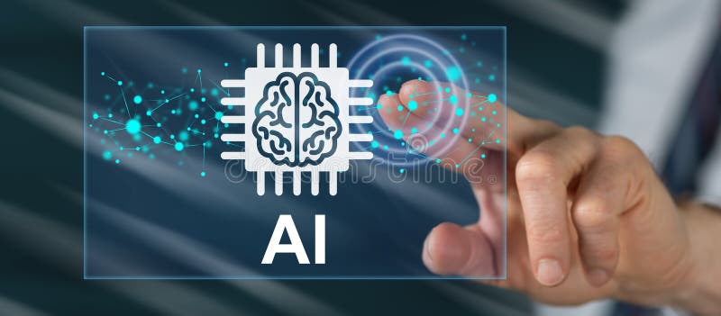 Man touching an ai concept stock photo. Image of abstract - 239480070