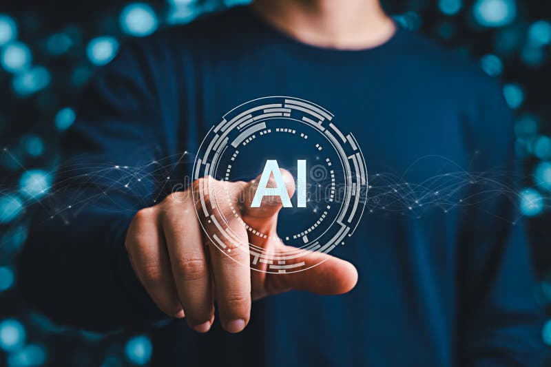 Ai Artificial Intelligence Technology Concept Man Touching Digital Interface Future Innovation ...