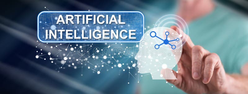 Man Touching an Artificial Intelligence Concept on a Touch Screen Stock ...