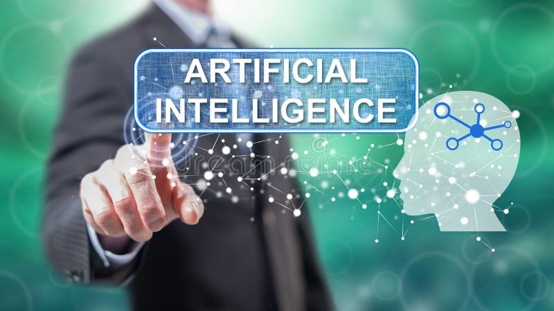 Man Touching an Artificial Intelligence Concept on a Touch Screen Stock ...